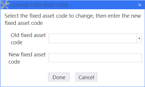 Change Fixed Asset Code